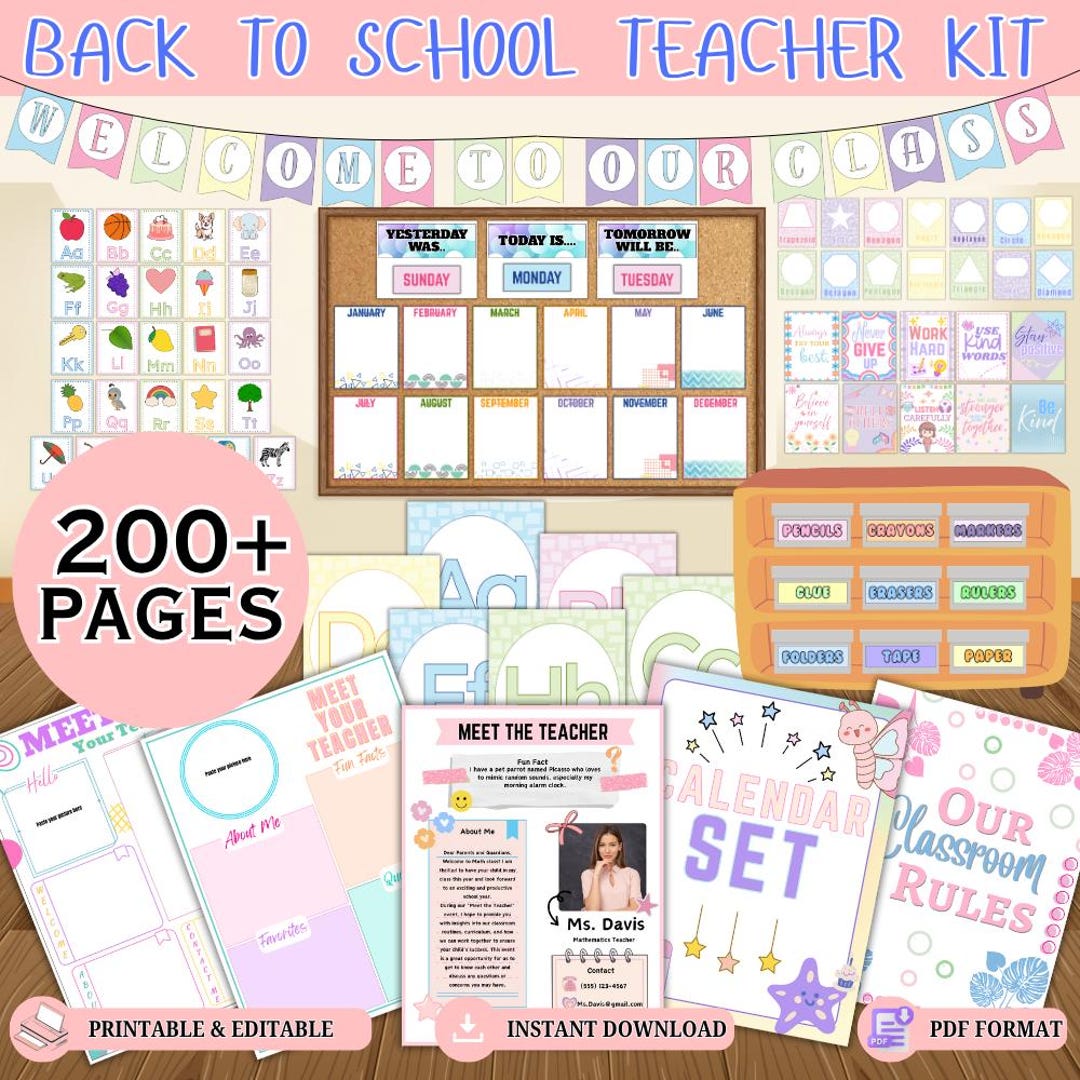 Teacher Welcome Kit, Back to School Pastel Classroom Decor, Editable ...