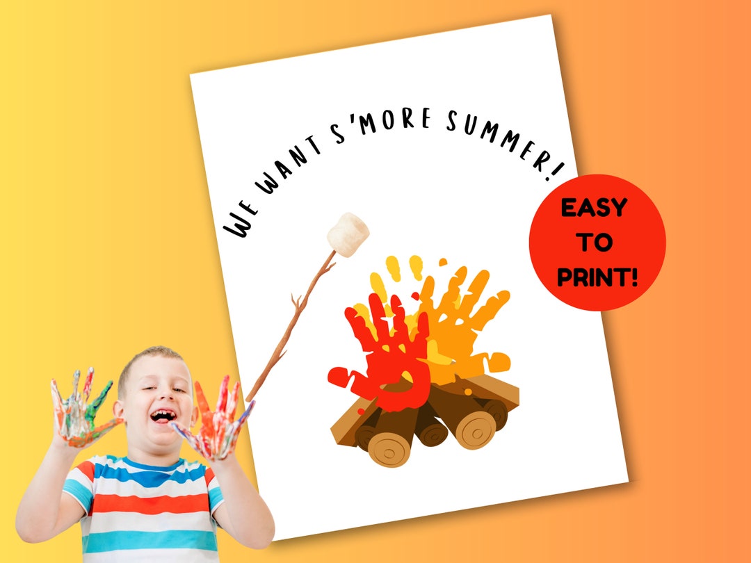 Smore Handprint Craft, Campfire DIY Handprint Art, Memory Baby Keepsake ...