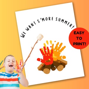 Smore Handprint Craft, Campfire DIY Handprint Art, Memory Baby Keepsake ...