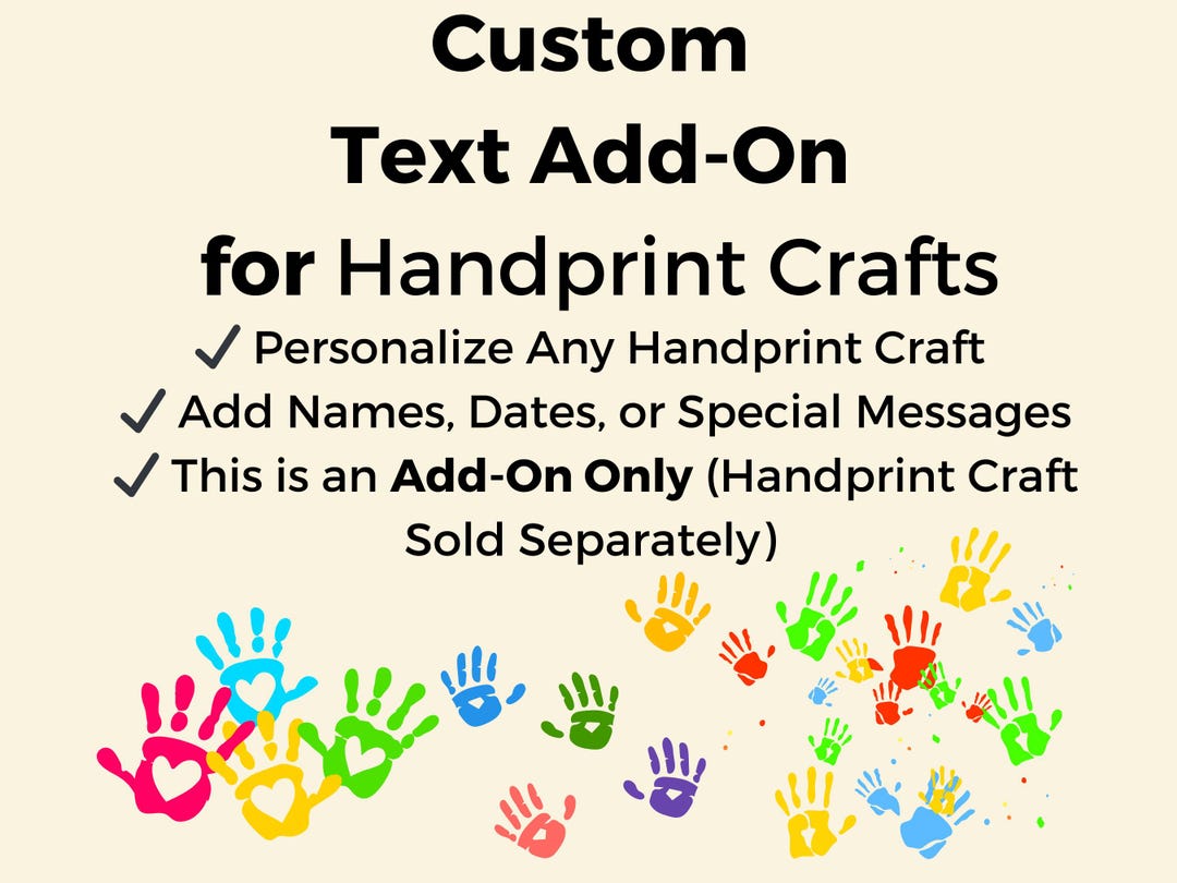Personalized Text ADD-ON for Handprint Craft | Custom Name or Message ...