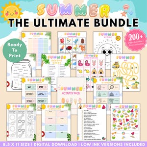 Printable Summer Activity Bundle, Kids Summer Routine Chart, Summer ...