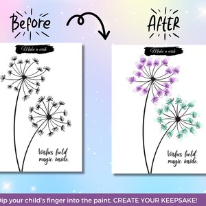 Fingerprint Dandelion Art Craft, Wishes Handprint Craft, Keepsake DIY ...