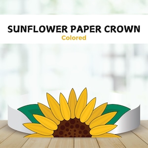 Sunflower Paper Crown Template, Printable Paper Crown, Thanksgiving ...