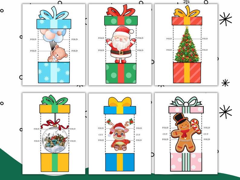 Tarjetas sorpresa navideñas imprimibles para niños, tarjetas navideñas ...