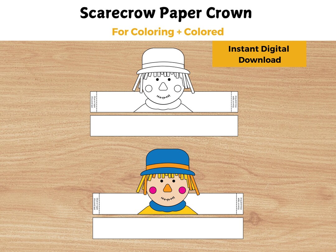 Scarecrow Paper Crown Template, Printable Paper Crown, Fall Paper Craft ...