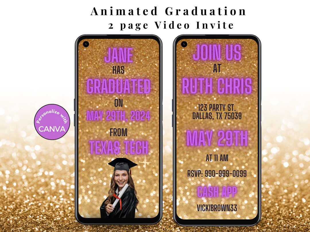 Animated Graduation Announcement Video Invitation, Graduation Video ...