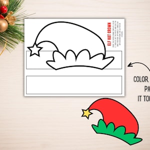 Christmas Elf Paper Crown Template – Winter Holiday Party Coloring ...