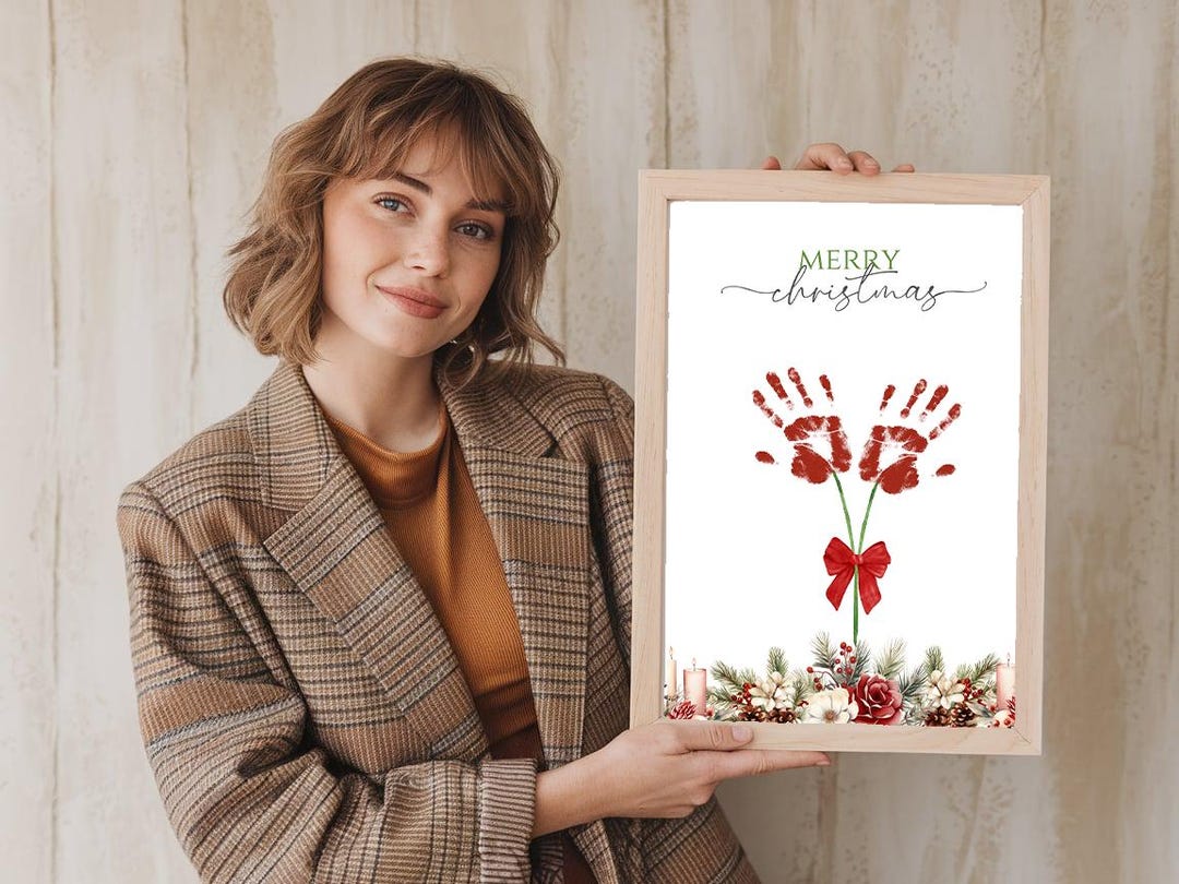 Merry Christmas Handprint Art, Christmas Handprint Craft Christmas Gift ...