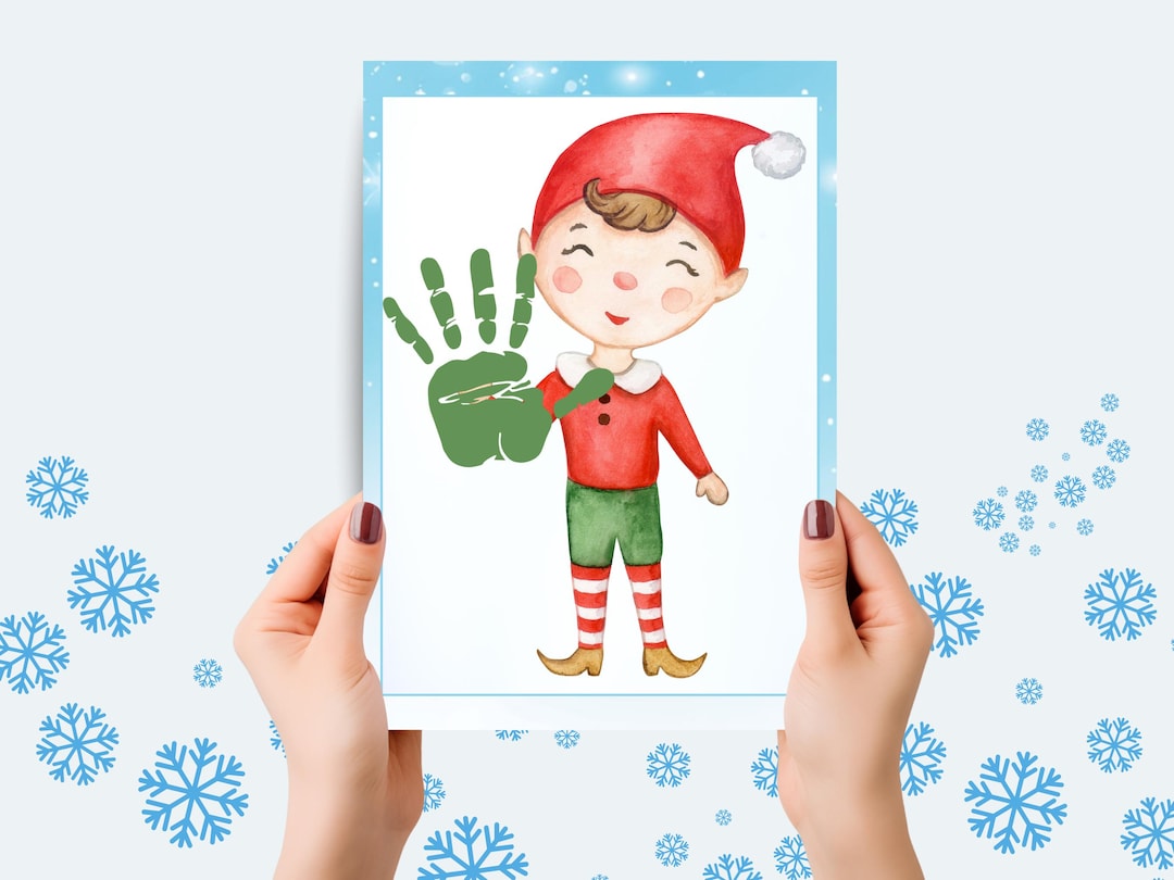 Elf Handprint Art, Christmas Handprint Art, Winter Handprint Art Craft ...