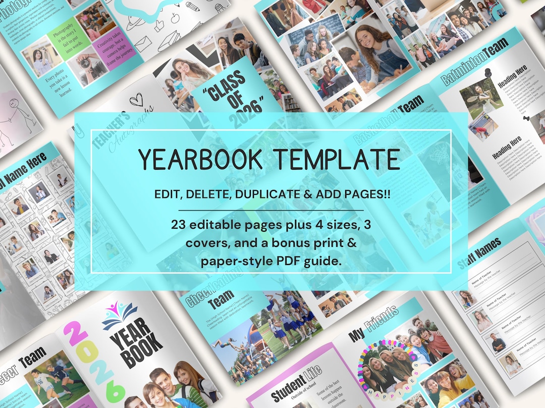 Full Yearbook Canva Template for Schools, Editable Senior Yearbook ...
