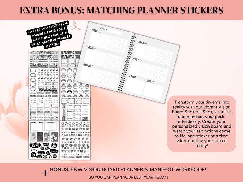 2026 Vision Board Bundle With Images, Editable & Printable Templates ...