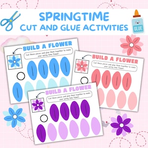 Spring Cut & Glue Activity, Build a Flower Cut and Glue Craft ...