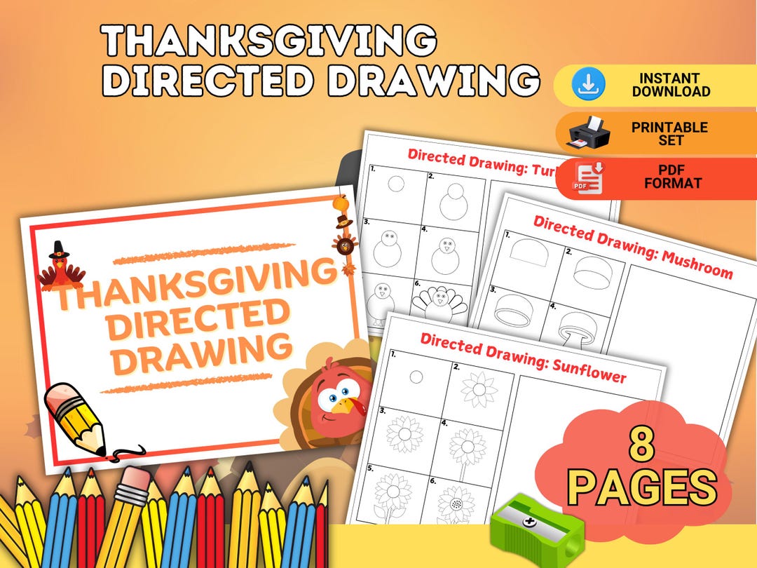 Thanksgiving Directed Drawing, Directed Drawing Printable, How to Draw ...
