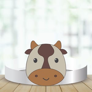 Cow Paper Hat Crown Craft, Cow Coloring Craft Paper Crown Template ...