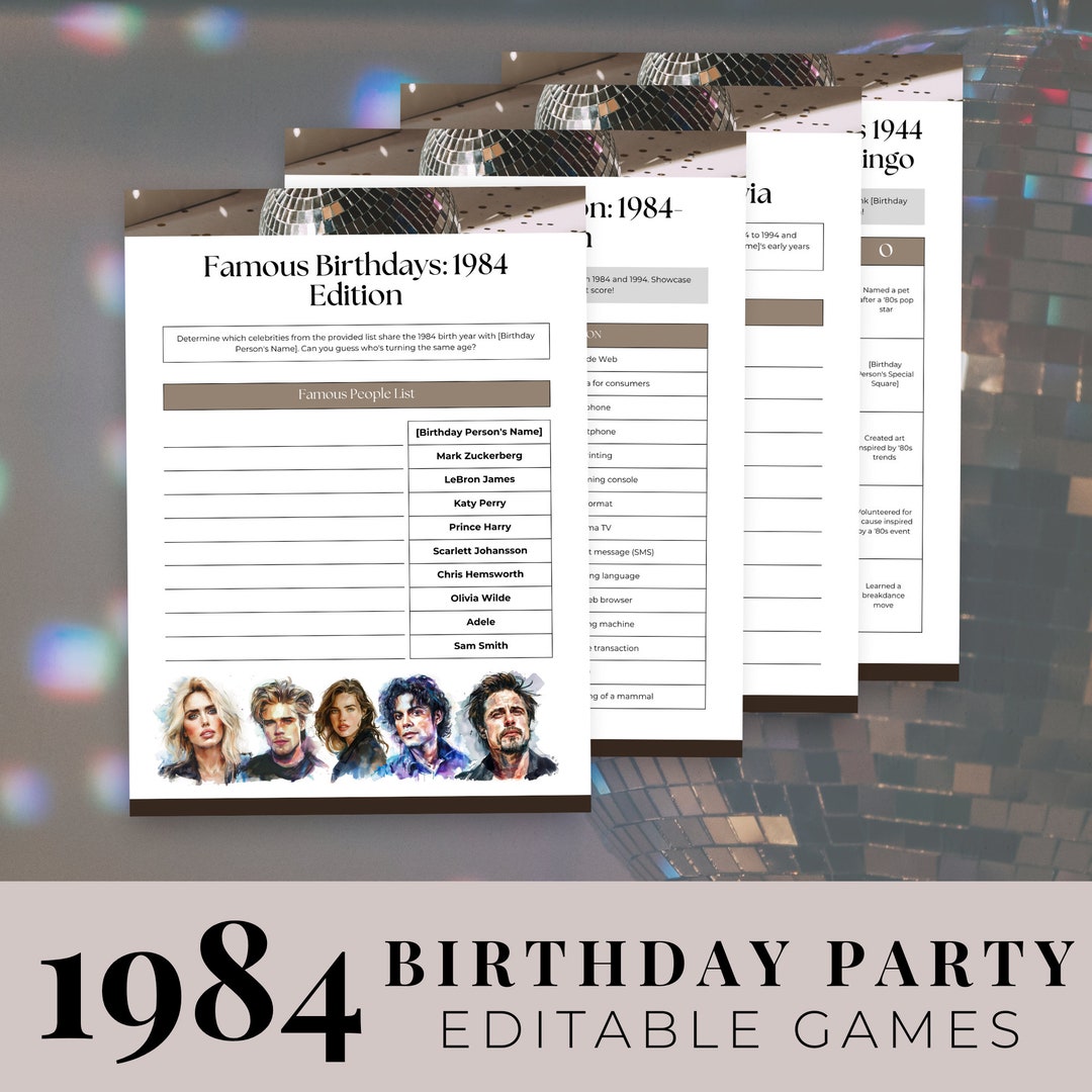 40th Birthday Party Editable Games, 40th Birthday Party Games, Born in ...