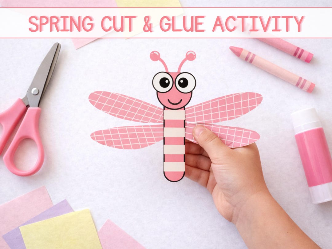 Spring Cut & Glue Dragonfly Printable, Preschool Fine Motor Scissor ...