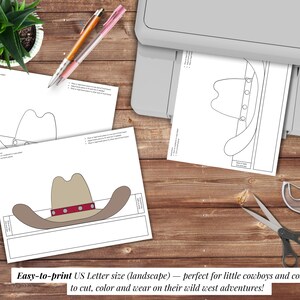 Cowboy Hat Paper Crown, Coloring Craft for Kids, Cowgirl & Cowboy ...