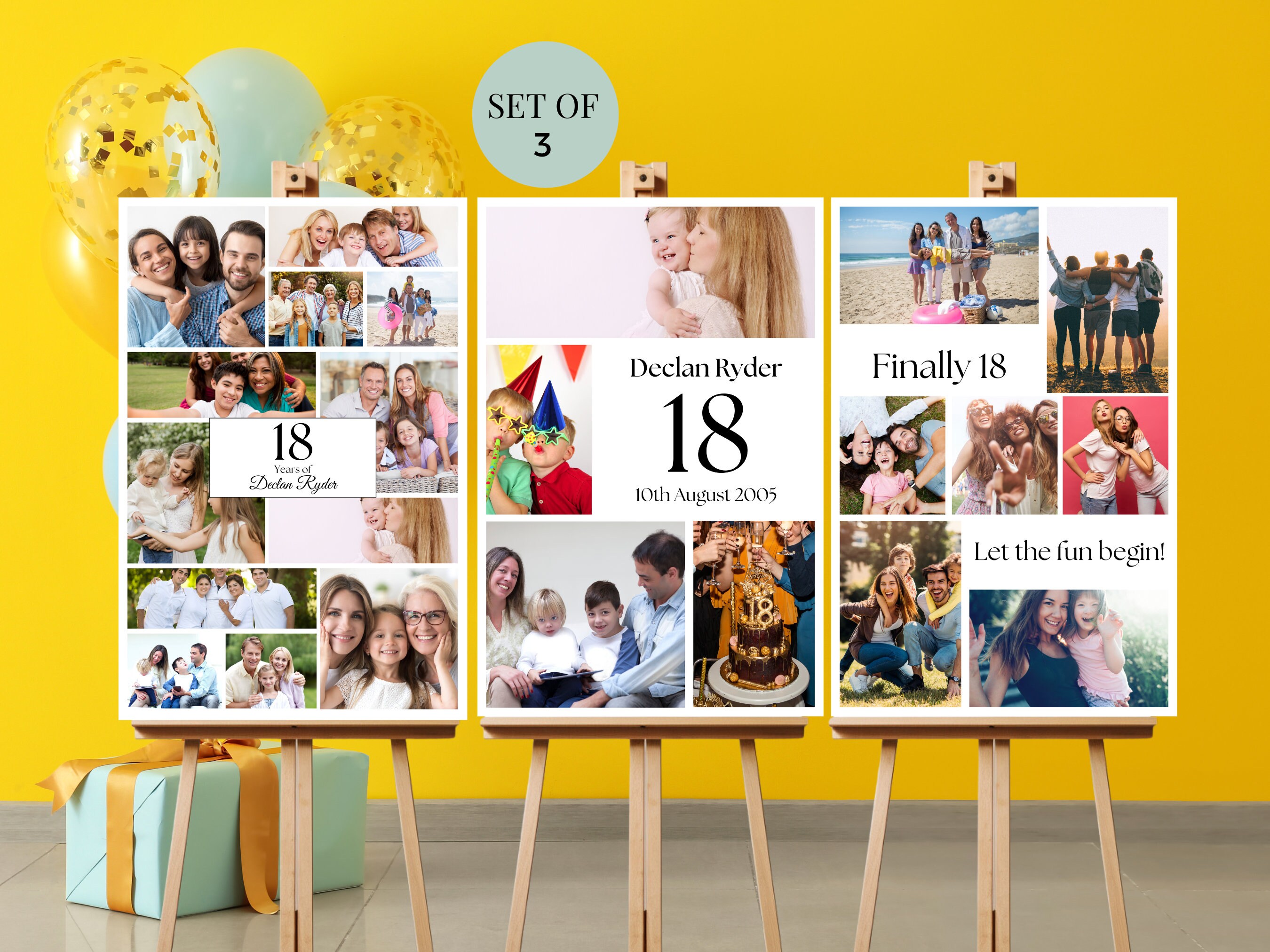 18th Birthday Photo Collage Poster Bundle Template, Eighteenth Birthday ...