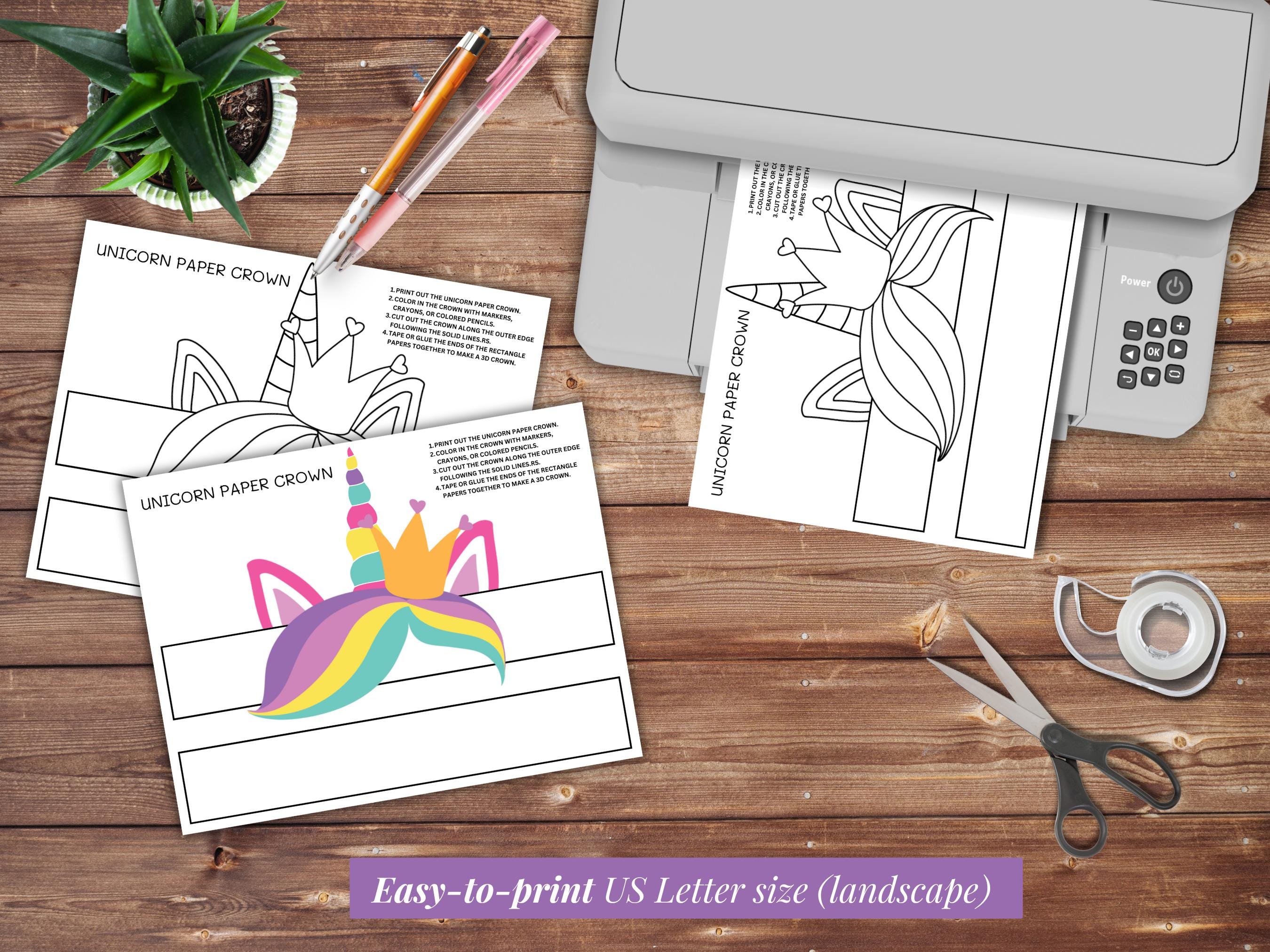 Unicorn Princess Paper Crown Template, Unicorn Kids Coloring Craft ...