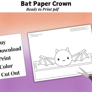 Bat Paper Crown Template, Halloween Printable Paper Crown, Halloween ...