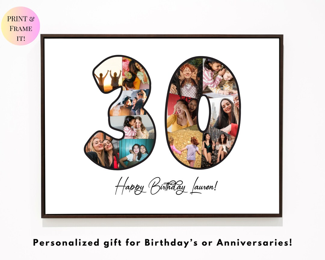 Custom 30th Birthday Photo Collage, Printable 30th Birthday Gift, 30th ...
