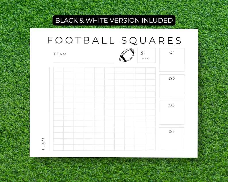 Football Squares Games Printable & Editable Canva Template, Football ...