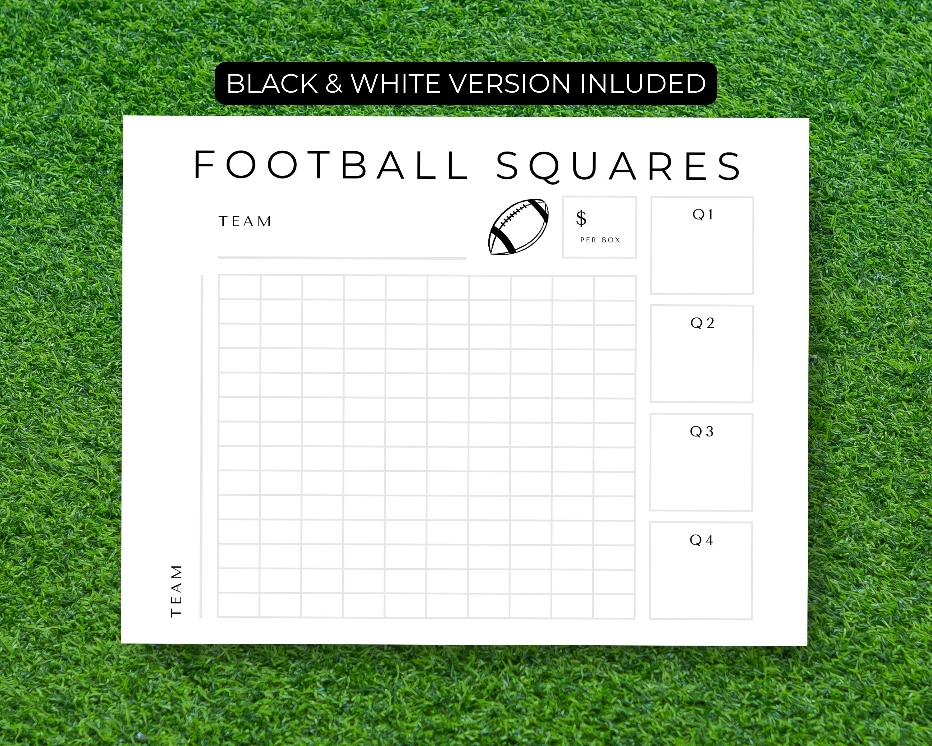 Football Squares Games Printable & Editable Canva Template, Football ...