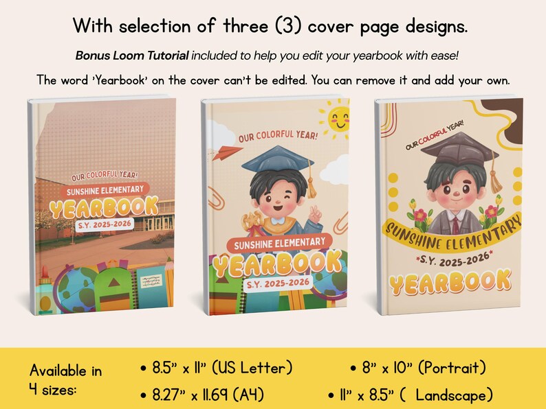 Elementary Yearbook Template, Editable Canva School Memory Book, End-of ...