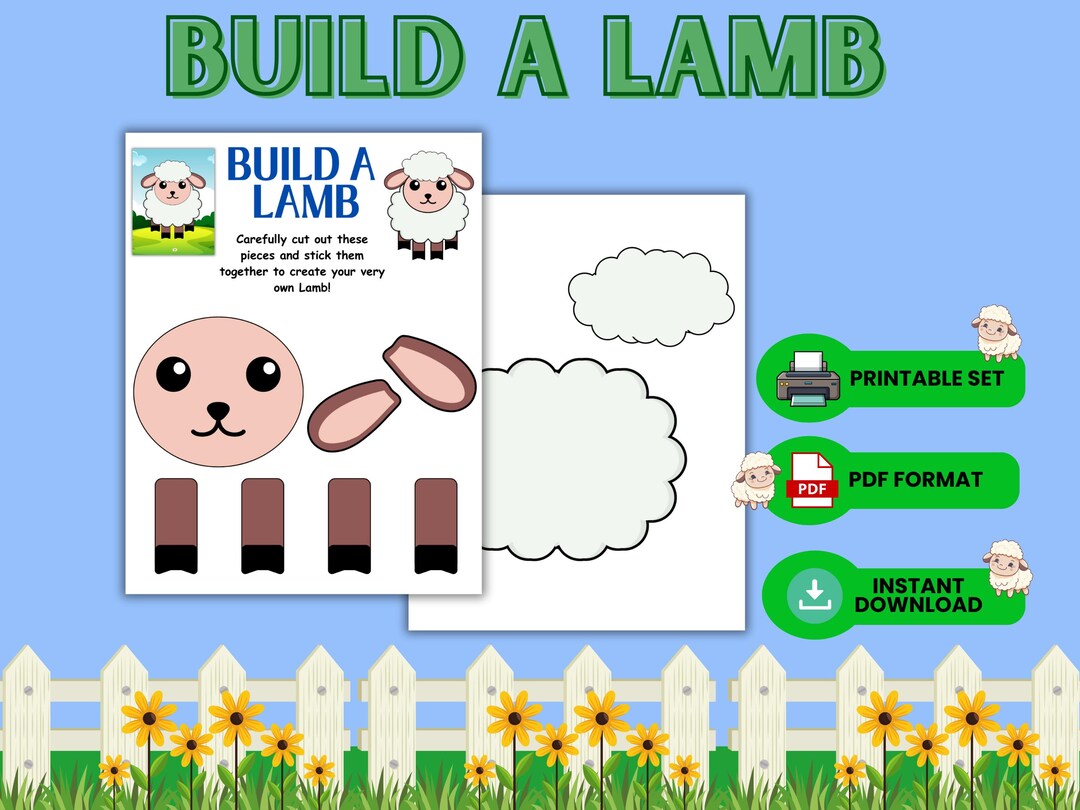 Build a Lamb Printable, Cut & Glue Activity, Cut and Paste Spring ...