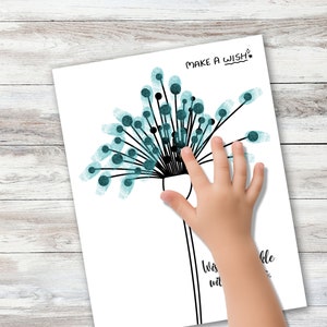 Fingerprint Dandelion Art Craft, Wishes Handprint Craft, Keepsake DIY ...