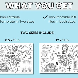 CUSTOM Pizza Birthday Party Activity Placemat, Coloring Placemat Craft ...
