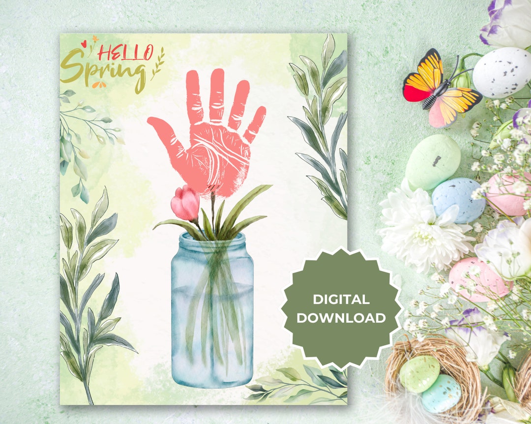 Spring Handprint Art Craft Printable, Preschool, Daycare & Toddler ...