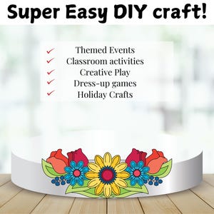 Flower Paper Crown Template, Printable Paper Crown, Fairy Craft ...
