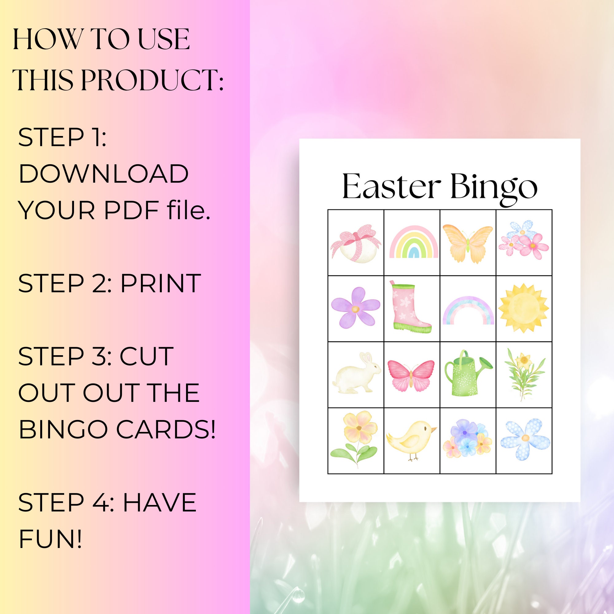 Easter Bingo Cards for Kids and Adults, Printable Easter Games, Easter ...