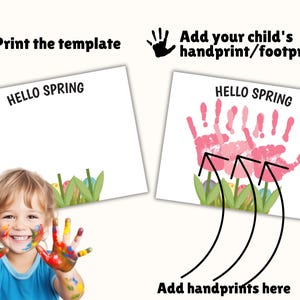 Spring Handprint Art, Hello Spring Flower Handprint Craft, Spring ...