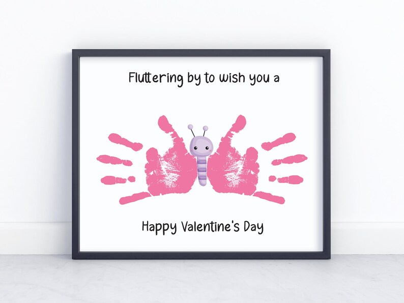Butterfly Valentine Handprint Art Printable, Handprint Craft for Kids ...