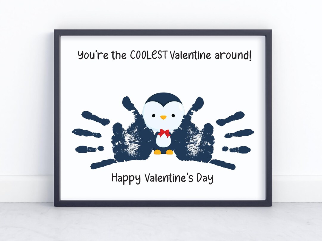 Penguin Valentine's Handprint Art, Penguin Handprint Craft, Toddler ...