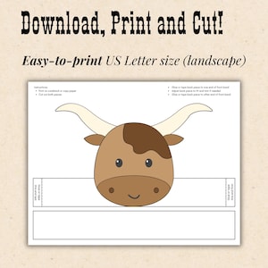 Longhorn Hat Paper Crown Craft, Cow Paper Crown Template, Wild West ...