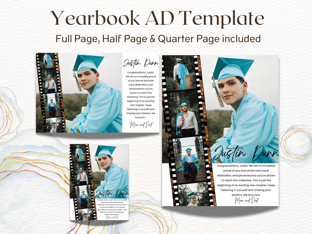 Editable Yearbook Ad Template, Senior Graduation Tribute Full Page Half ...