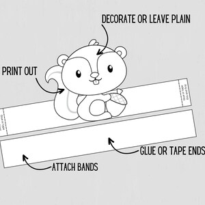 Squirrel Paper Crown Template, Fall Printable Paper Crown, Autumn Party ...