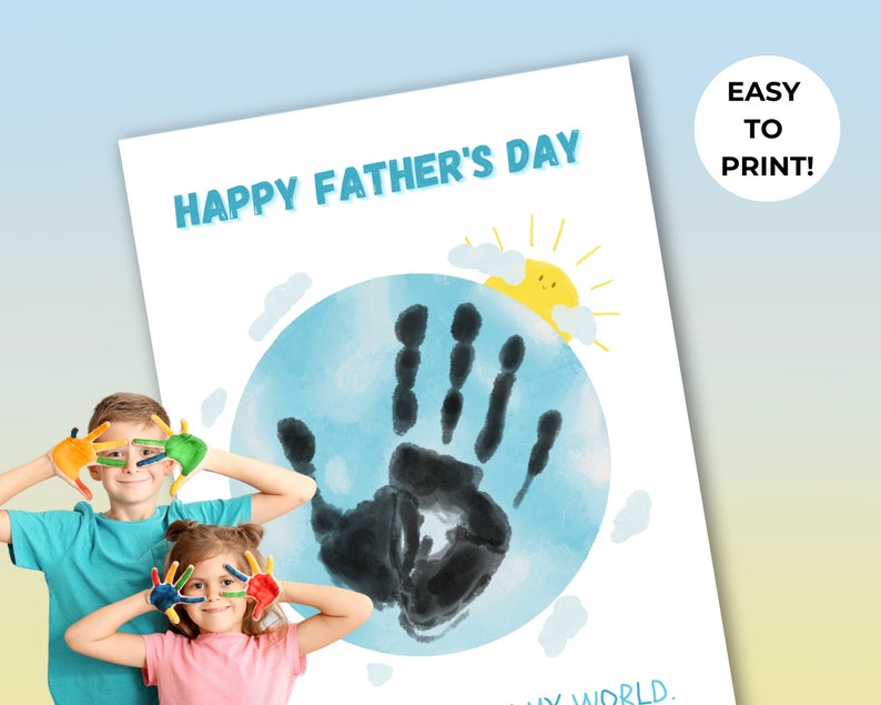 Father's Day Handprint Art Craft, Memory Art Keepsake for Dad, Best Dad ...