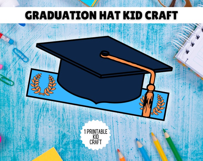 Graduation Cap Paper Crown Party Coloring Printable Kids Craft ...