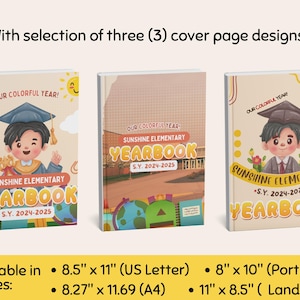 Elementary Yearbook Template, Editable Canva Yearbook, School Memory ...