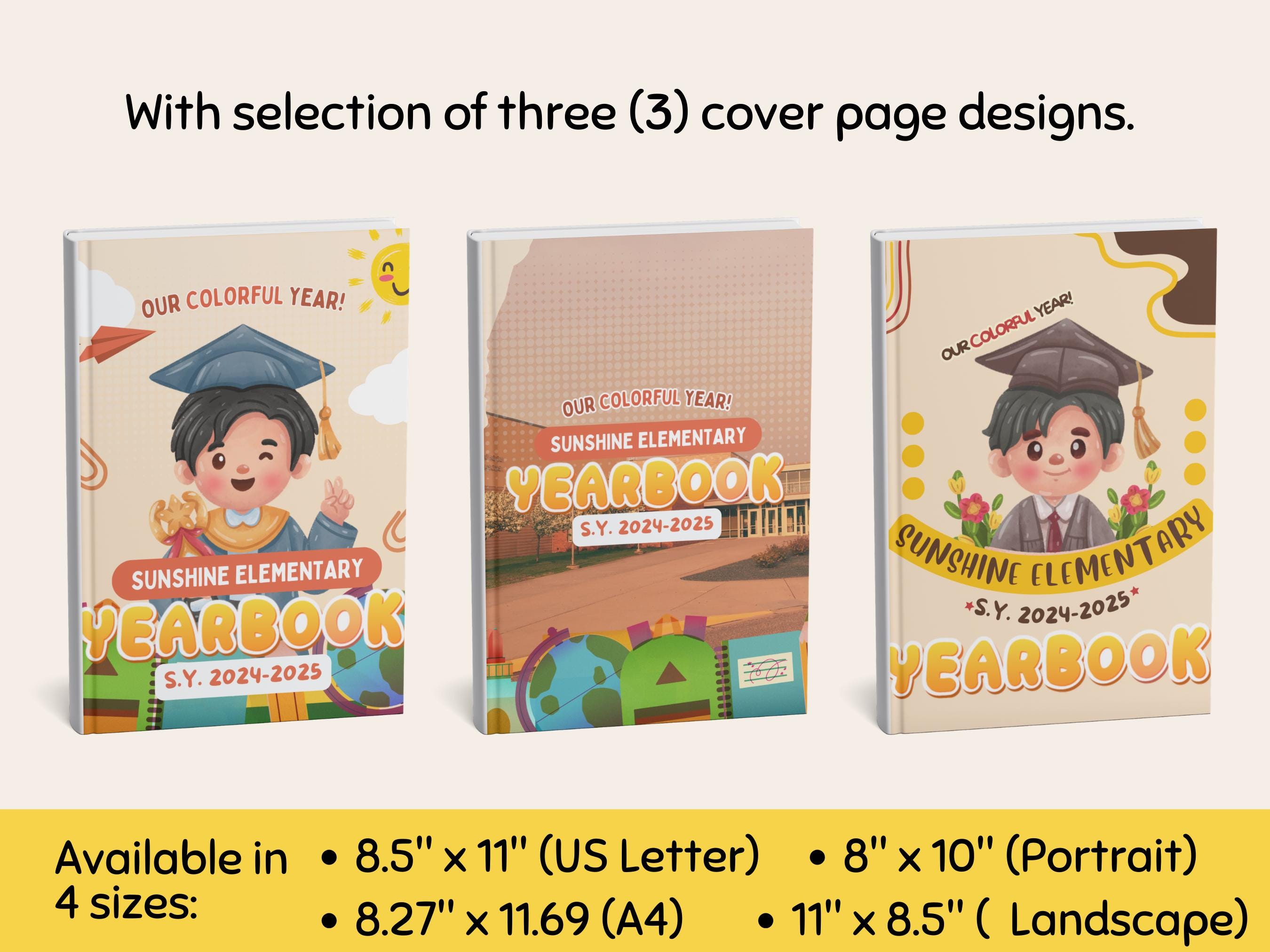 Elementary Yearbook Template, Editable Canva Yearbook, School Memory ...