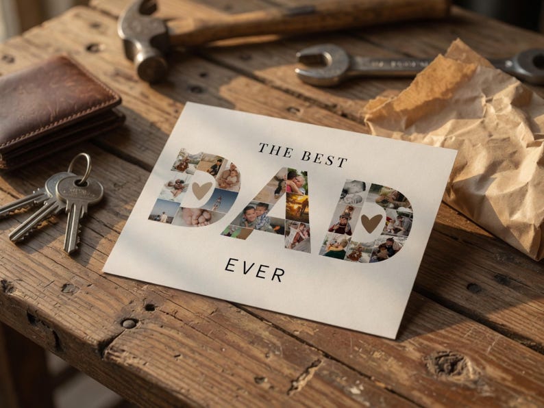 Printable Father’s Day Photo Collage Gift, Custom Dad Picture Frame ...