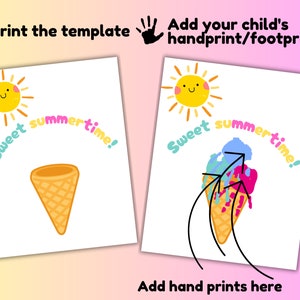 Summer Ice Cream Handprint Craft, Summer Handprint Printable, Food ...