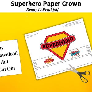 Superhero Paper Crown Template, Printable Paper Crown, Superhero Craft ...