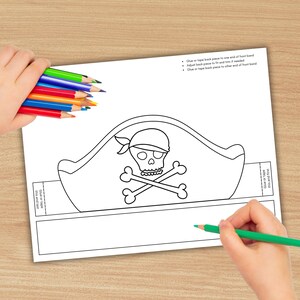 Pirate Hat Paper Crown Template, Printable Paper Crown, Pirate Coloring ...