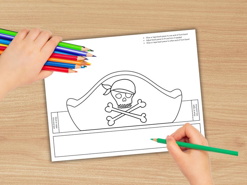 Pirate Hat Paper Crown Template, Printable Paper Crown, Pirate Coloring ...