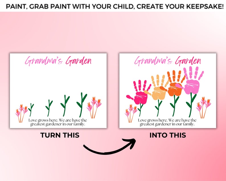 Grandma Handprint Art Craft, Flower Garden Handprint Art Keepsake for ...